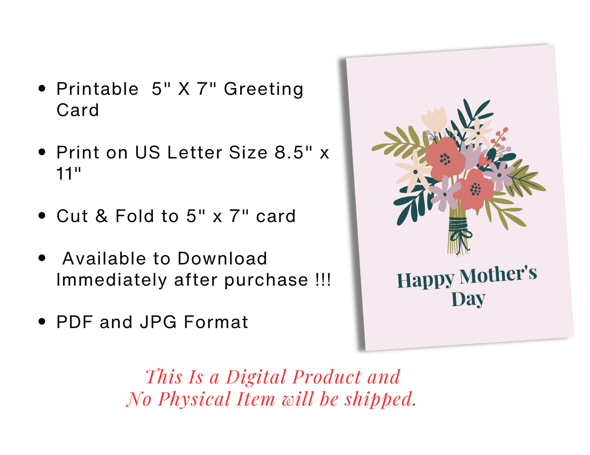 Printable Mother's Day Card Happy Mother's Day Card Printable Mother's ...
