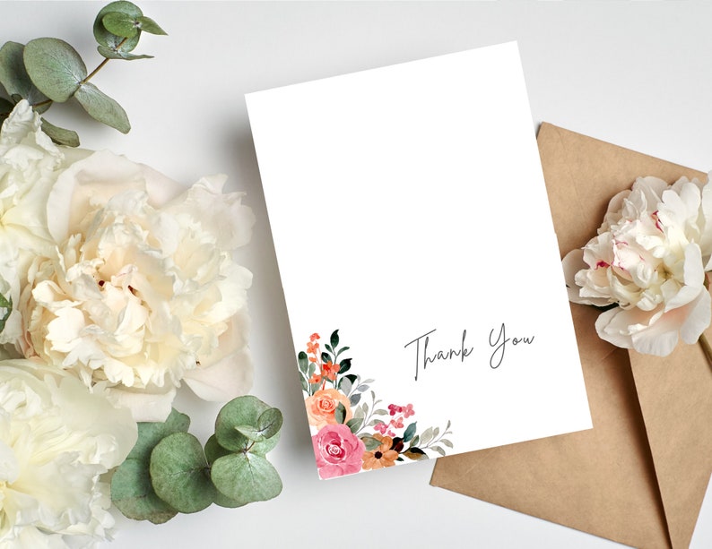 Printable Thank You Card, Instant Download, Thank You Greeting Card ...