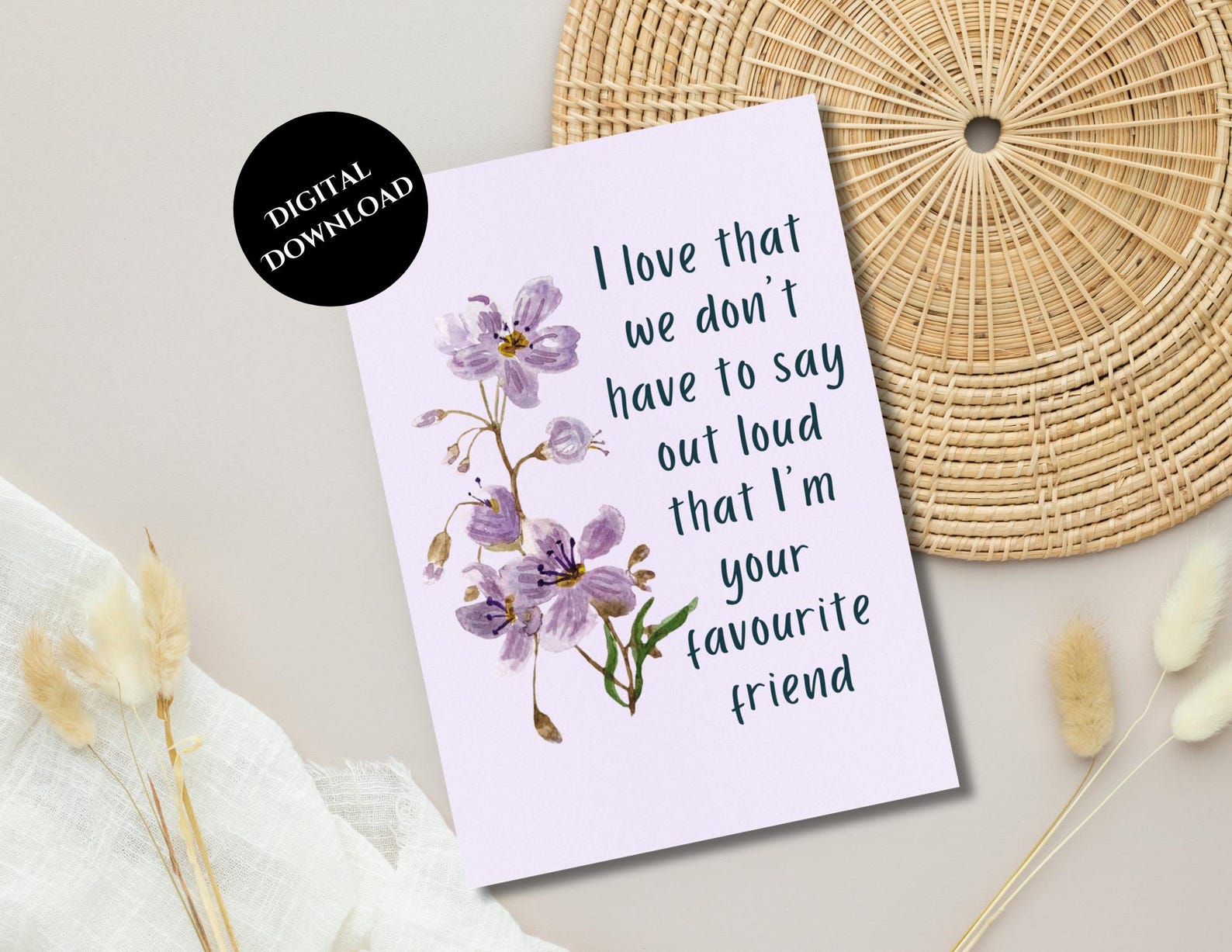 Printable Friendship Day, Instant Download, Card for Best Friend ...