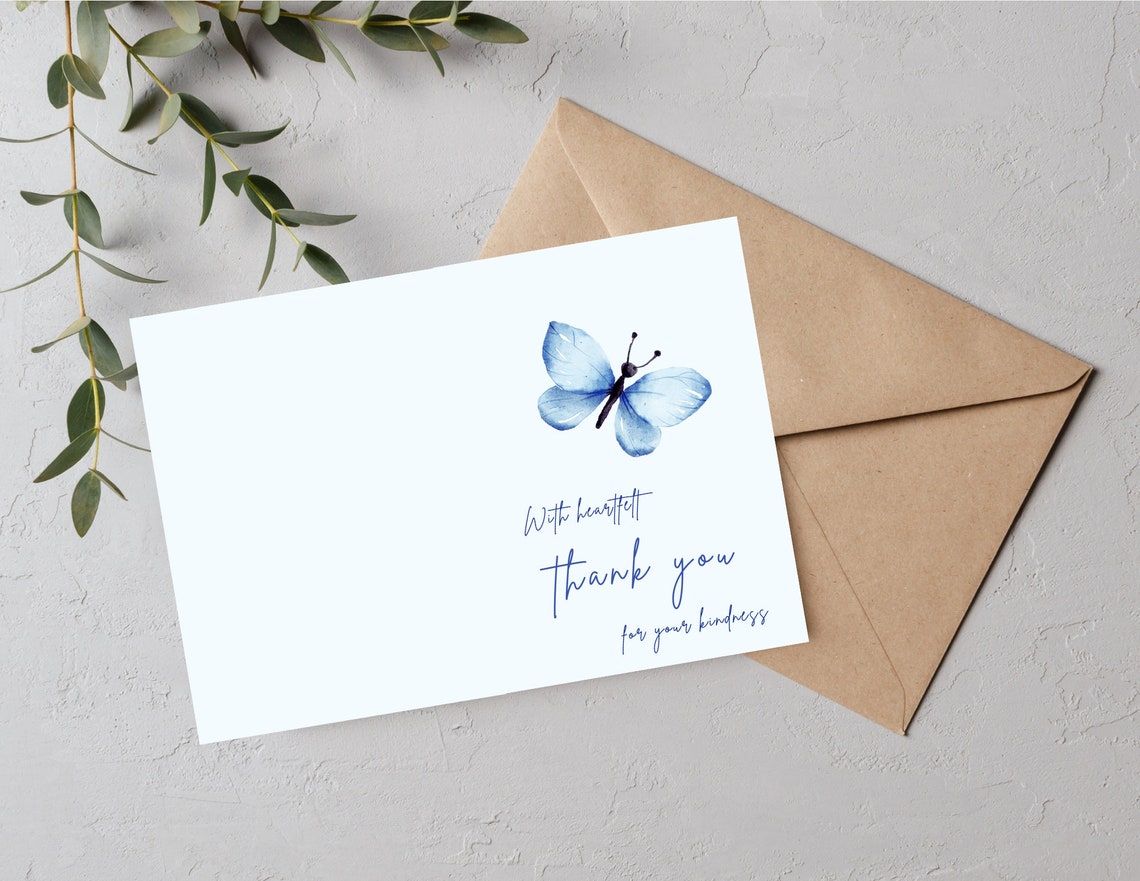 Printable Butterfly Thank You Card, Instant Download, Thank You ...