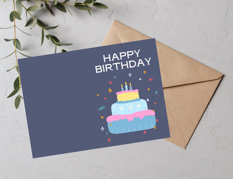 Printable Birthday Cards, Instant Download, Happy Birthday Greeting Card, Print at Home, Digital ...