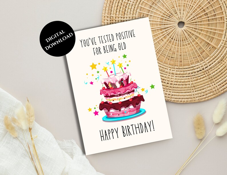 Printable Birthday Cards, Instant Download, Happy Birthday Greeting Card, Print at Home, Digital ...