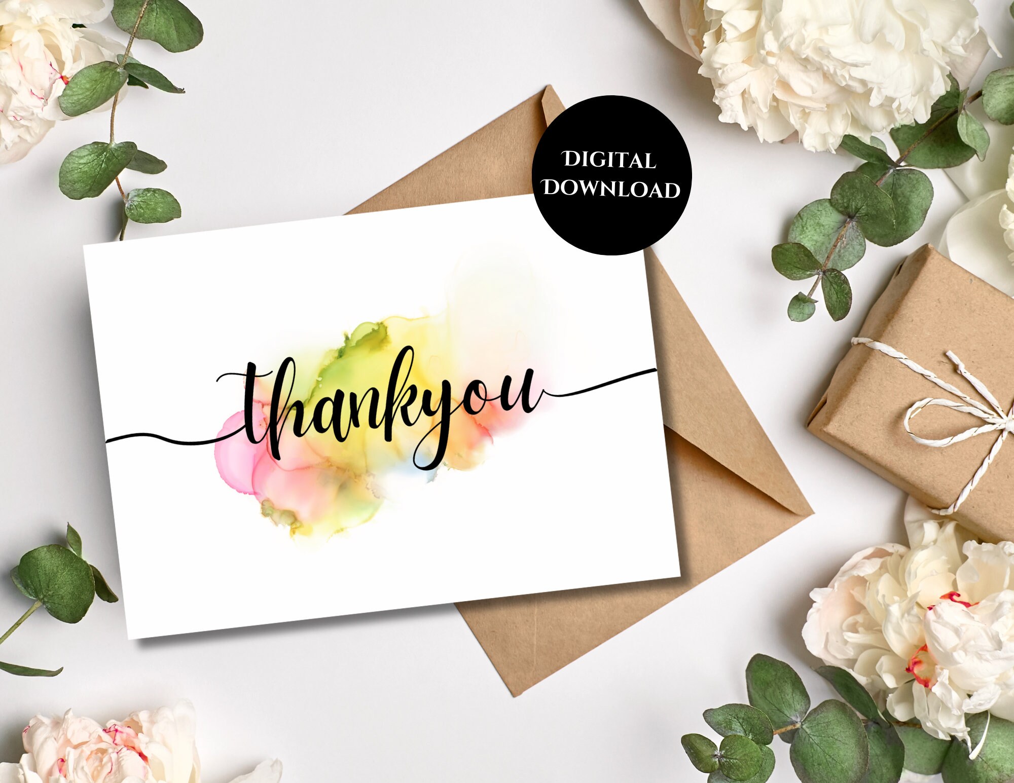 Printable Thank You Card, Instant Download, Thank You Greeting Card ...