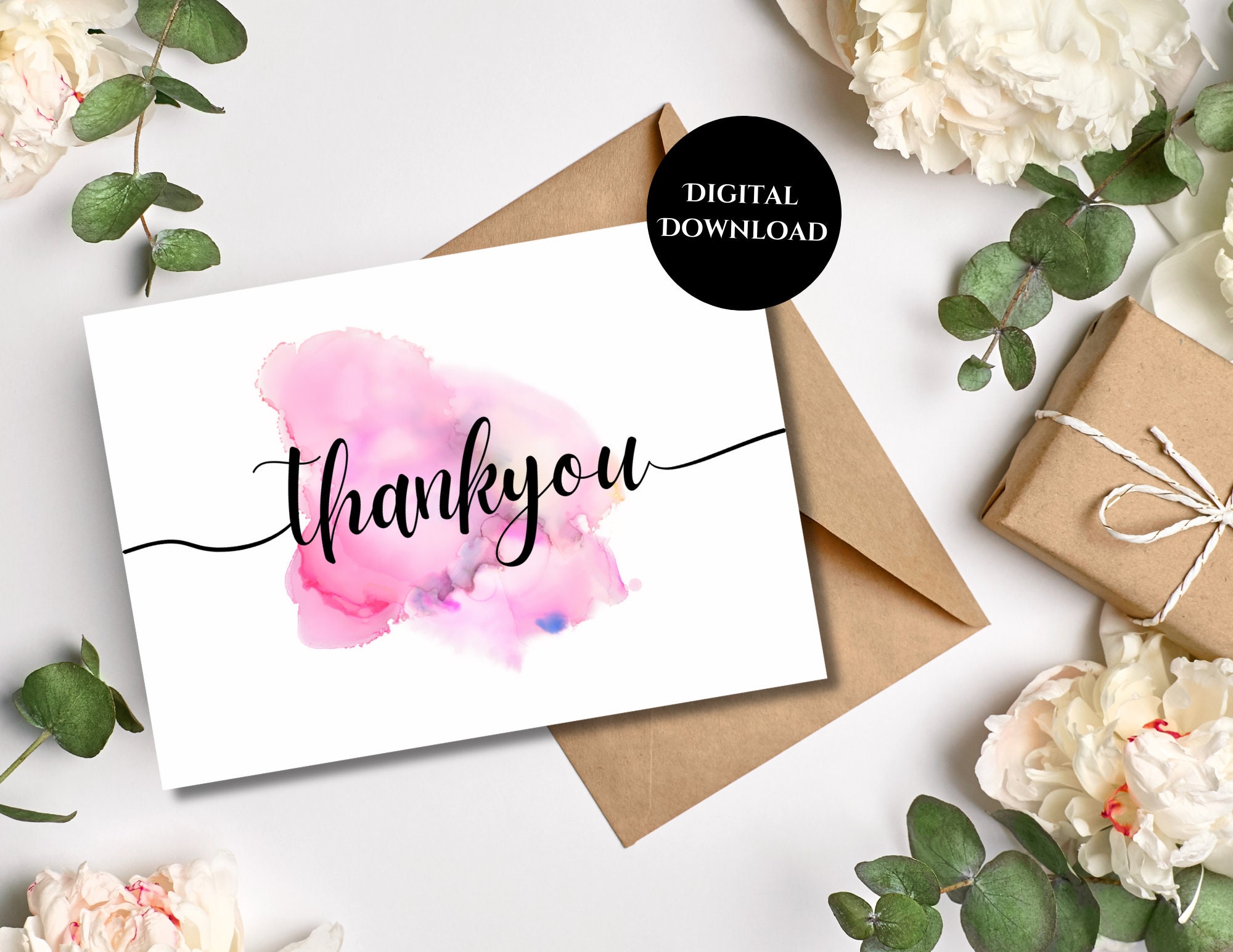 Printable Thank You Card, Instant Download, Thank You Greeting Card ...