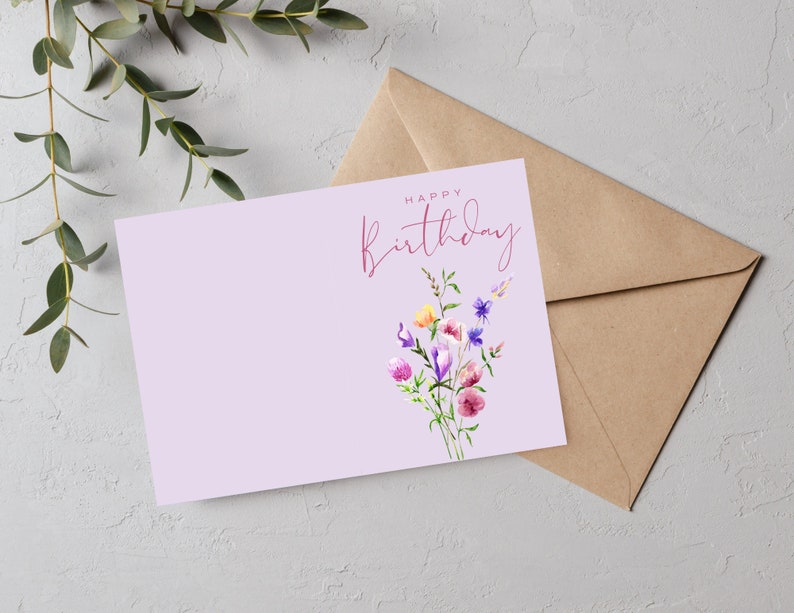 Printable Birthday Cards, Instant Download, Happy Birthday Greeting Card, Print at Home, Digital ...