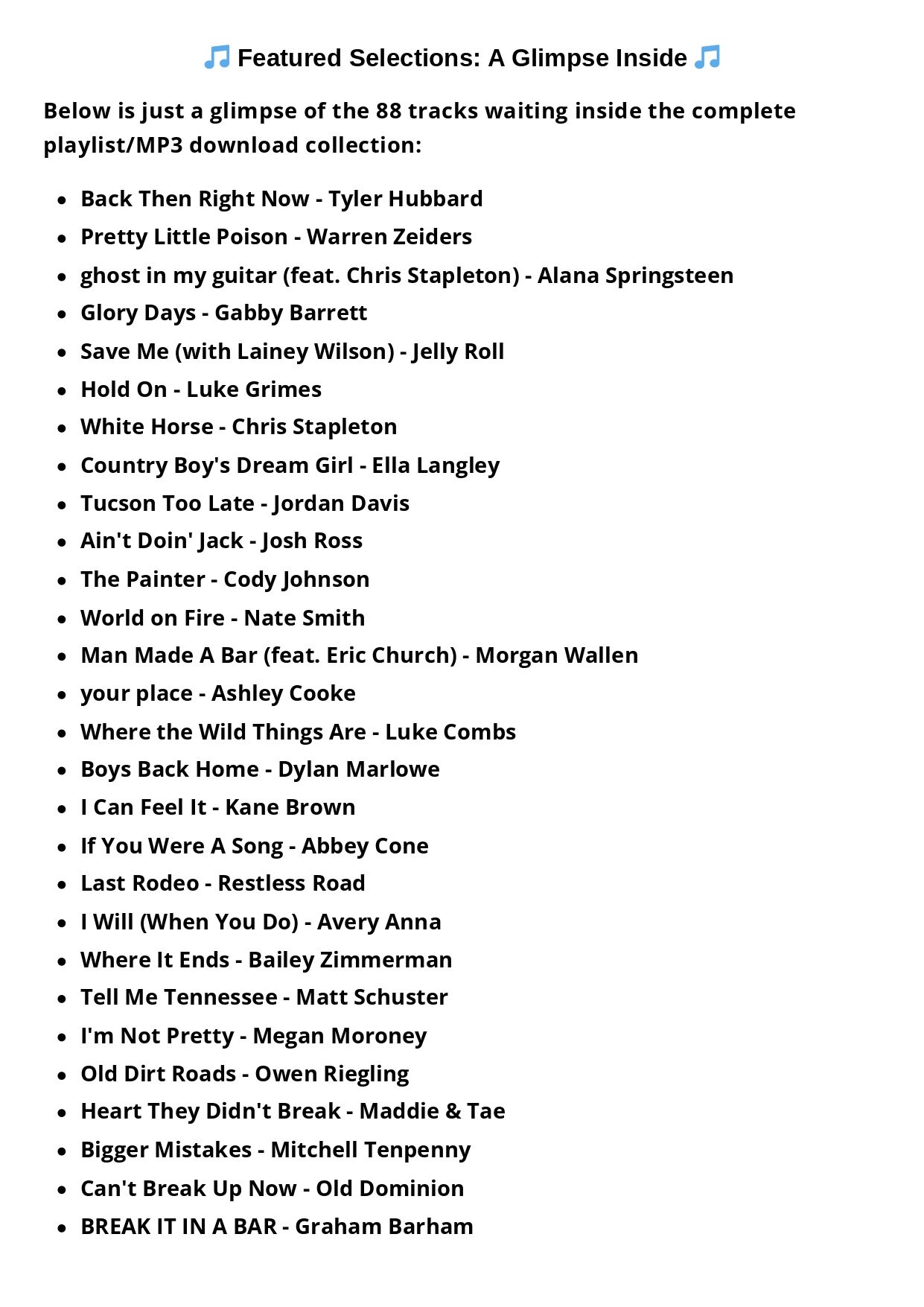 Country Today: 88 Modern Classics 320K MP3 Spotify Playlist - Etsy