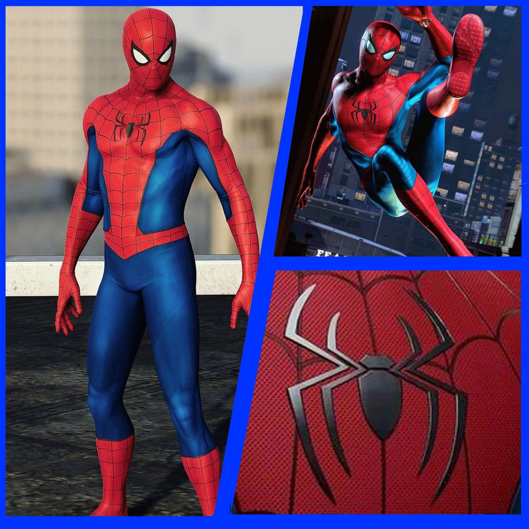 No Way Home Spider Suit Classic Final Swing Red and Blue Cosplay ...