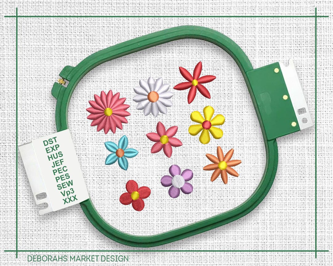 Mini Digital Flowers Embroidered Design, Aesthetic Flower Machine ...