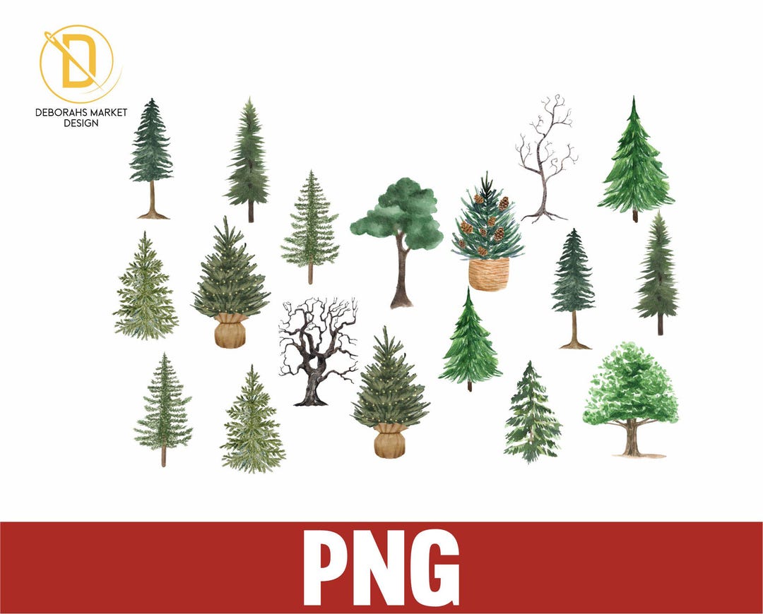 Christmas Tree Bundle Png, Pine Trees Png, Digital Png, Merry Christmas ...