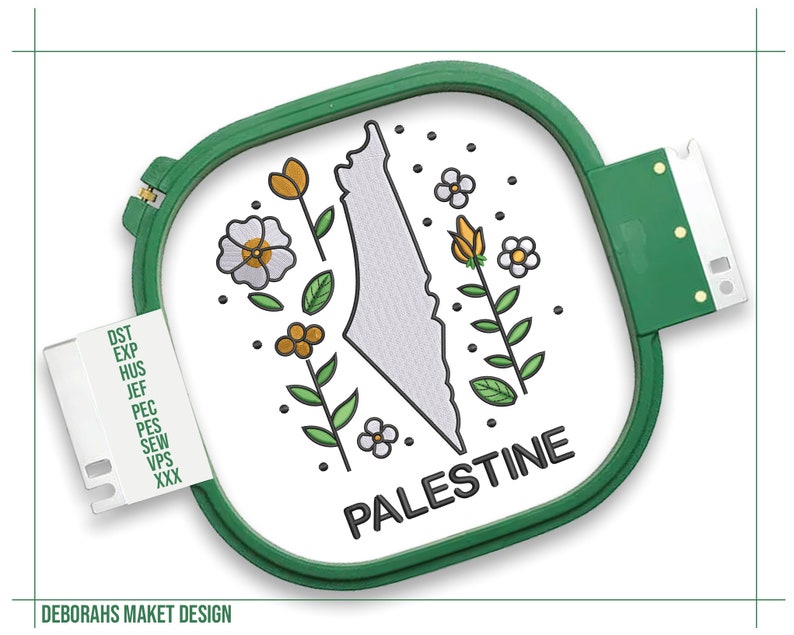 Palestine Map Flower Embroidery Design (digital File) - Etsy