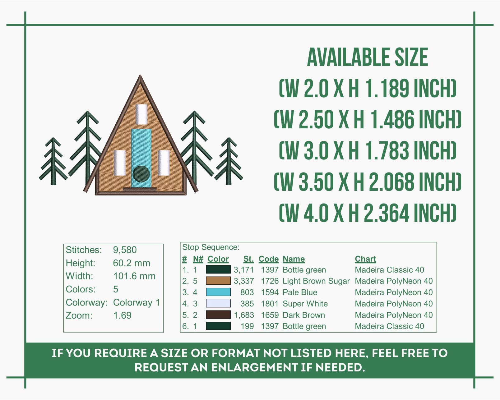 Cabin Forest Embroidery Design, A Frame Cabin Machine Embroidery ...