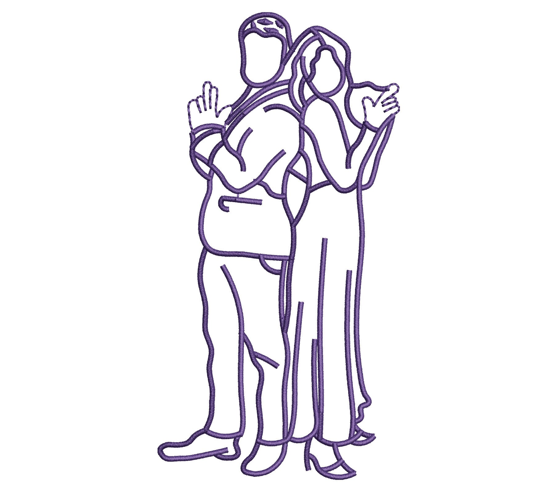 Custom Line Art Portrait Machine Embroidery, Outline Sketch From Photo ...