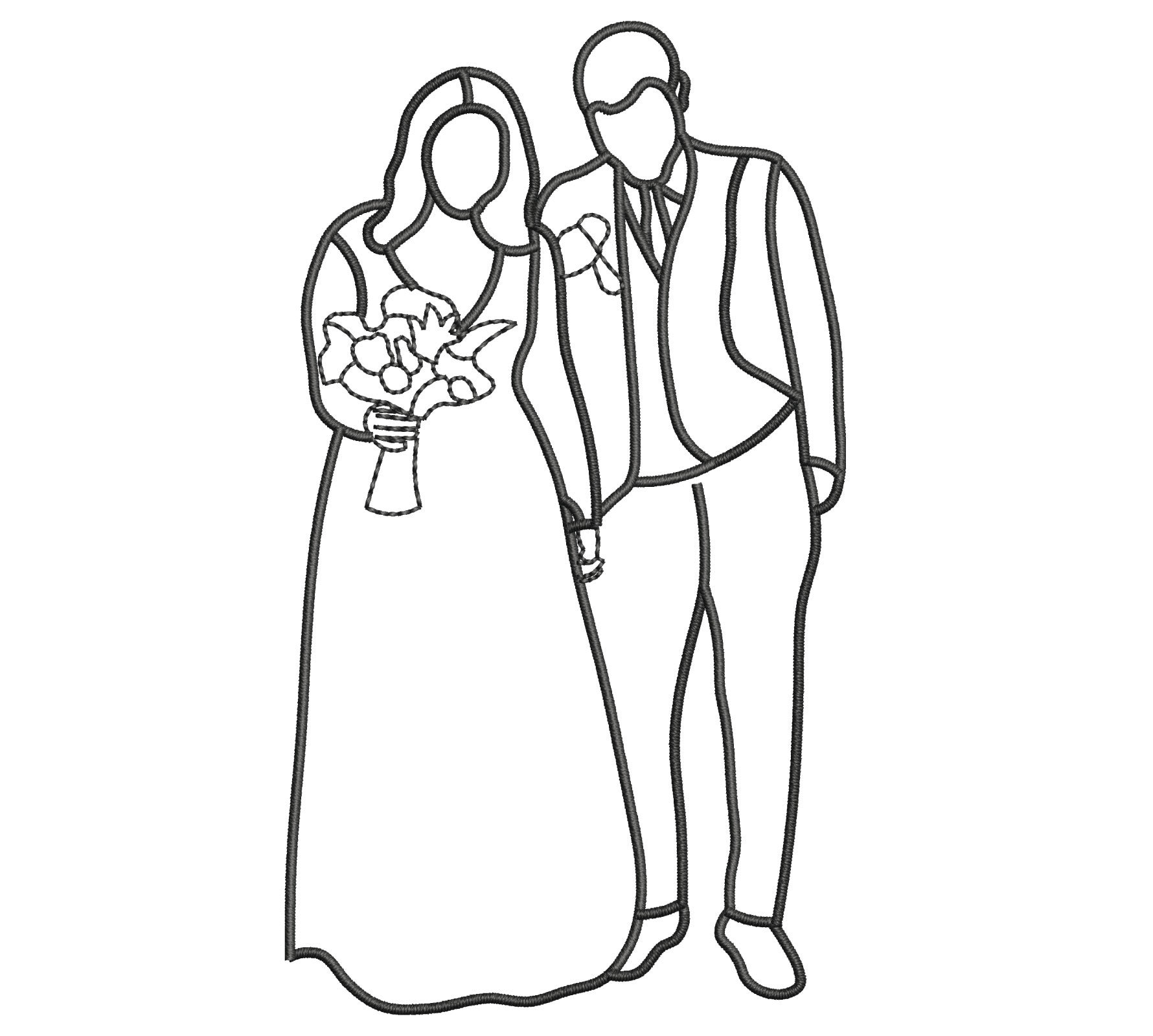 Custom Line Art Portrait Machine Embroidery, Outline Sketch From Photo ...