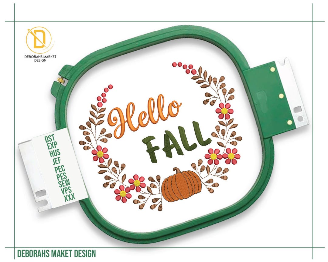 Hello Fall Embroidery, Fall Season Design Machine Embroidery Pattern ...