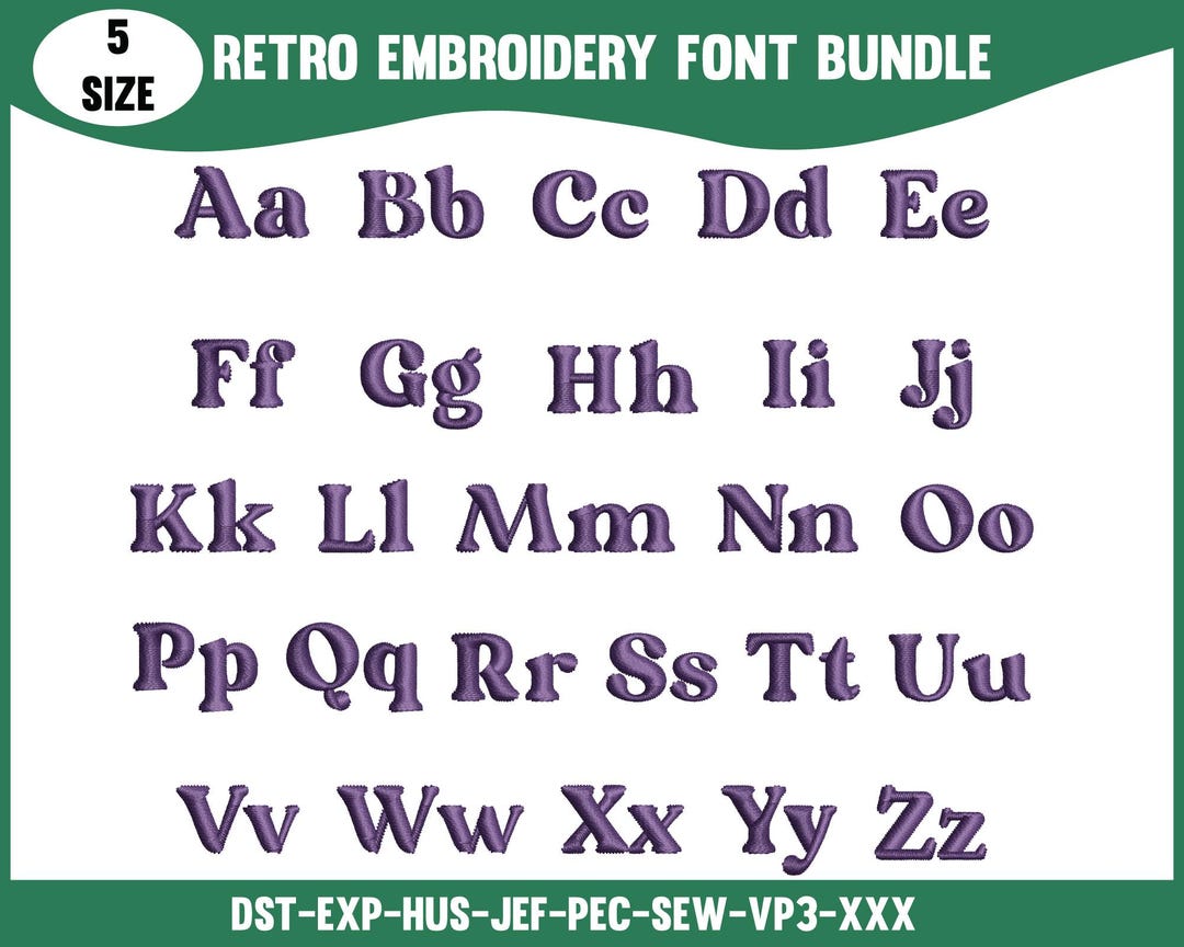 Embroidery Alphabets, Retro Font Machine Embroidered Letters, Uppercase ...