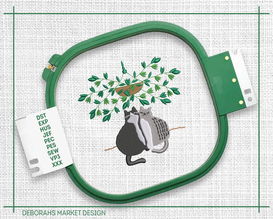 Cats Embroidery Design, 2 Cute Kitten Pet Machine Embroidery Design ...