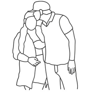 Custom Line Art Portrait Machine Embroidery, Outline Sketch From Photo ...