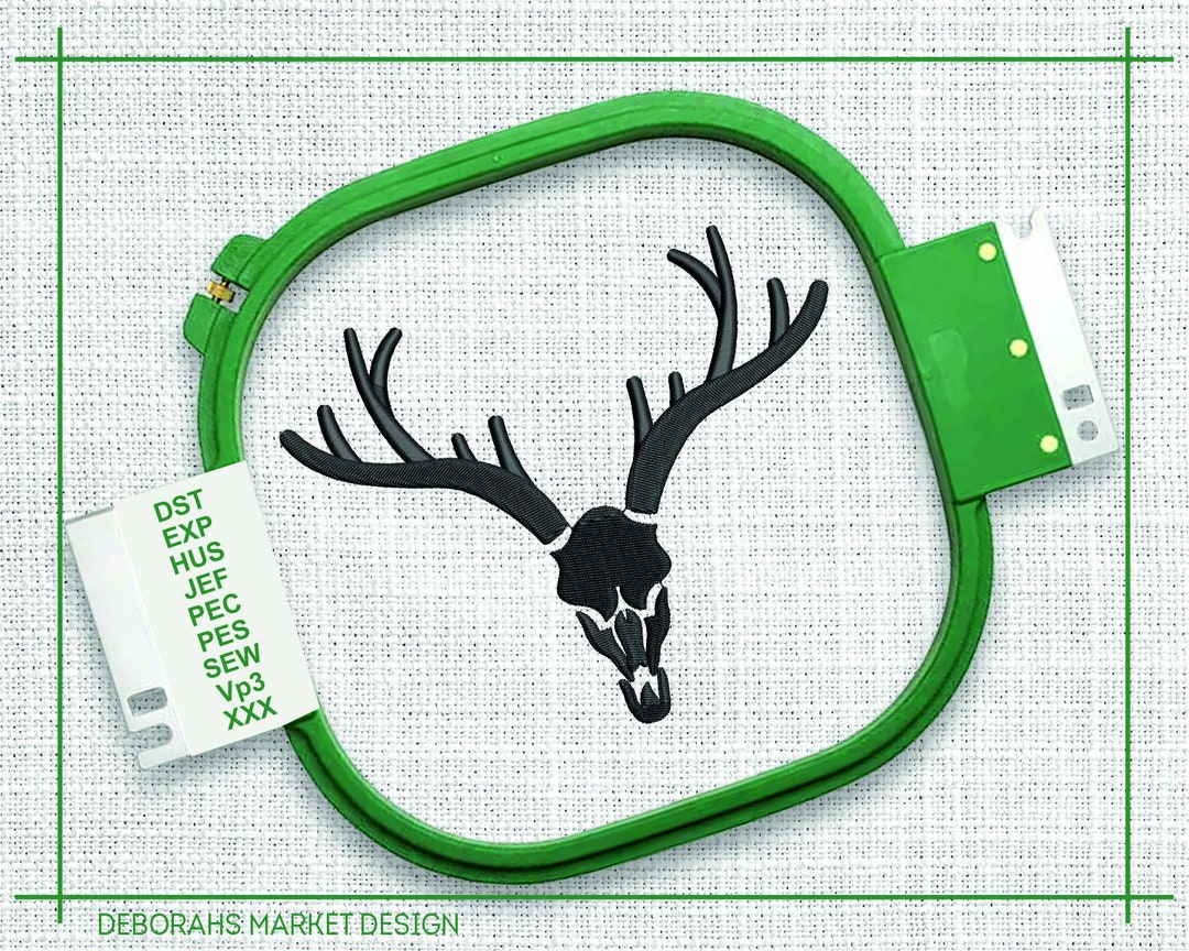 Deer Skull Embroidery Design, Aesthetic Buck Deer Skull Machine ...