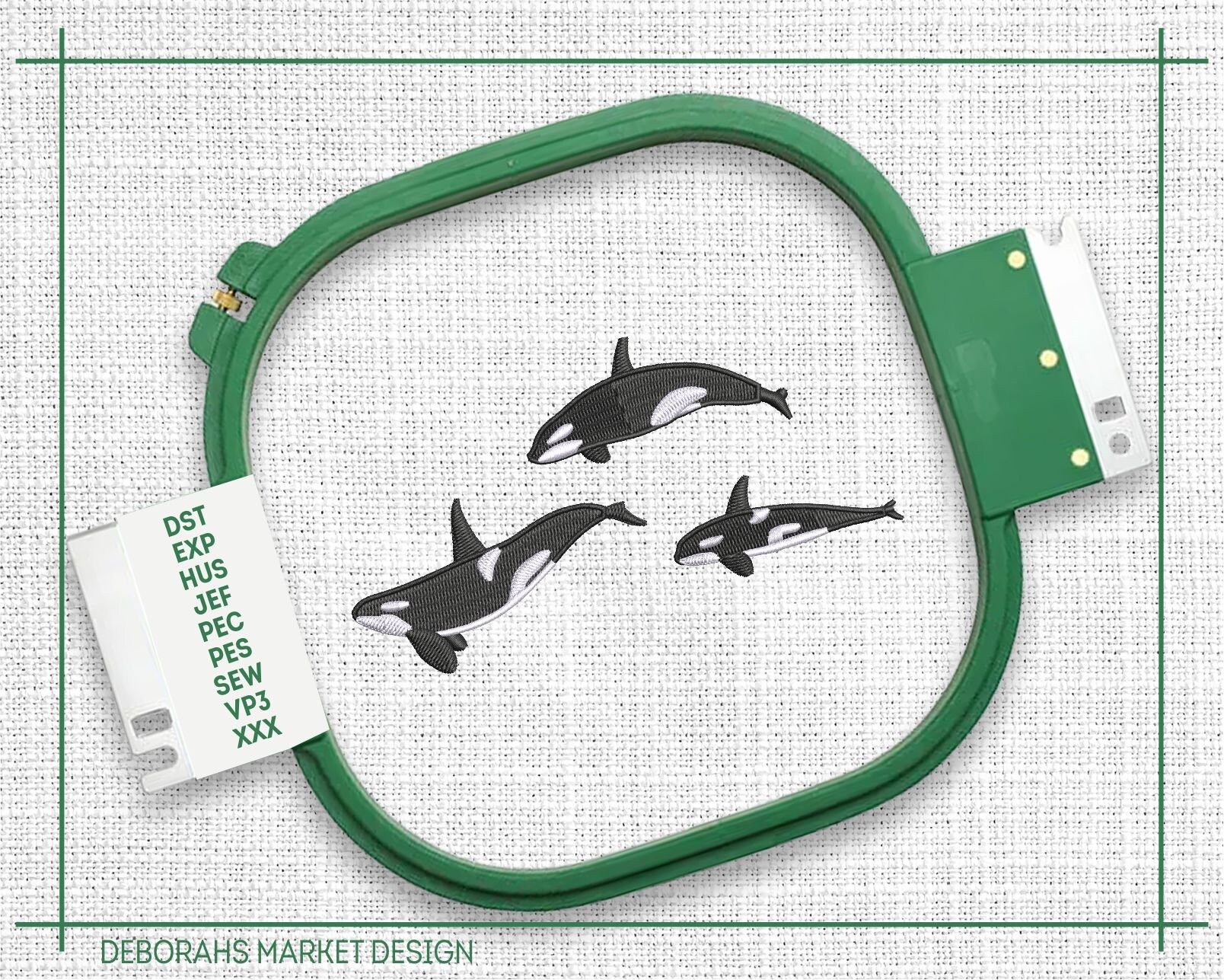 Orca Machine Embroidery Design, Trio Orca Killer Whale Embroidery File ...