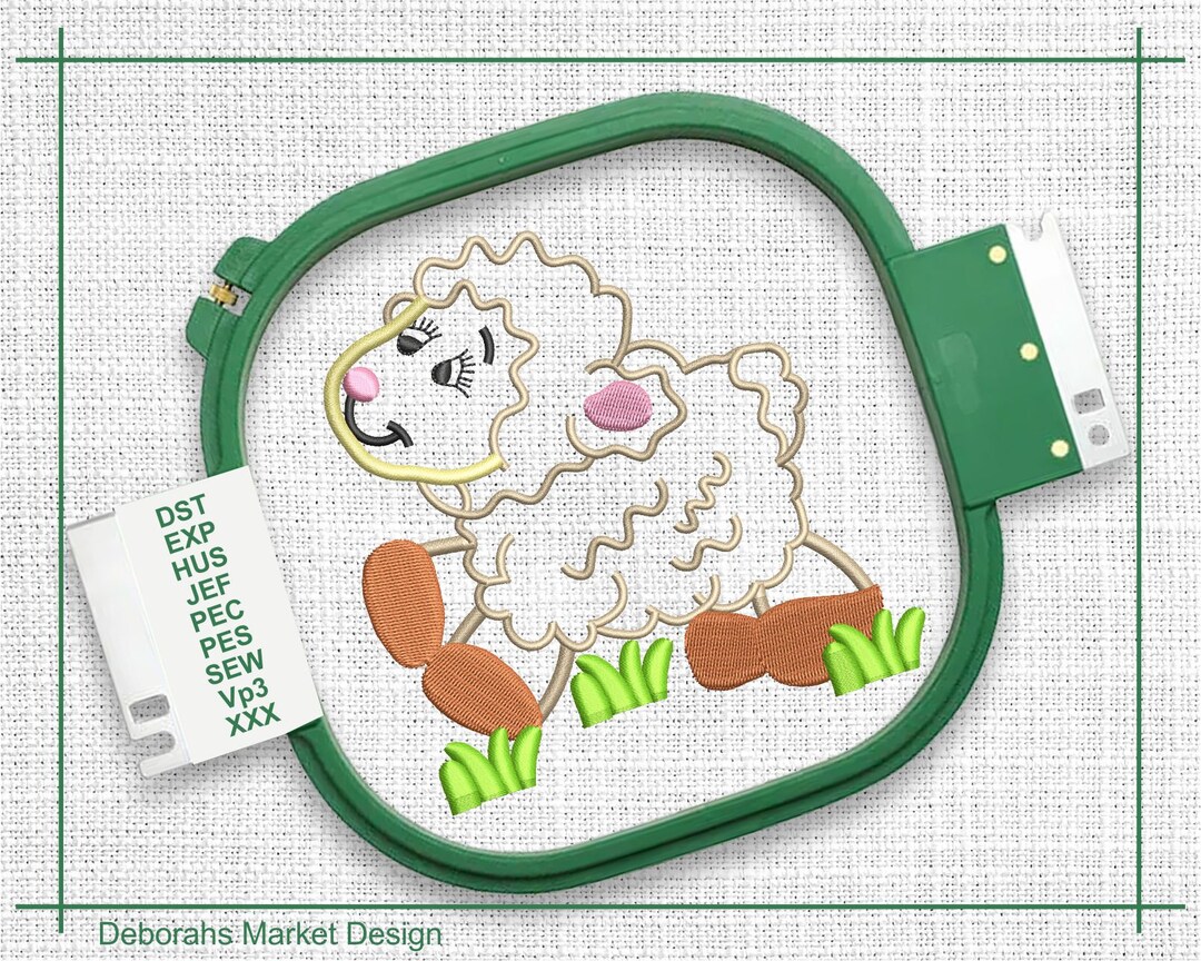 Baby Sheep Embroidery Design, Lamb Machine Embroidery File, Animal ...
