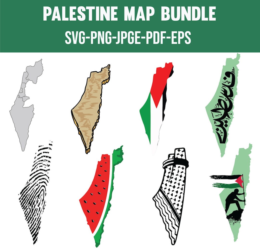 Palestine Map Designs Bundle Svg, Palestine Map Designs Bundle Png ...
