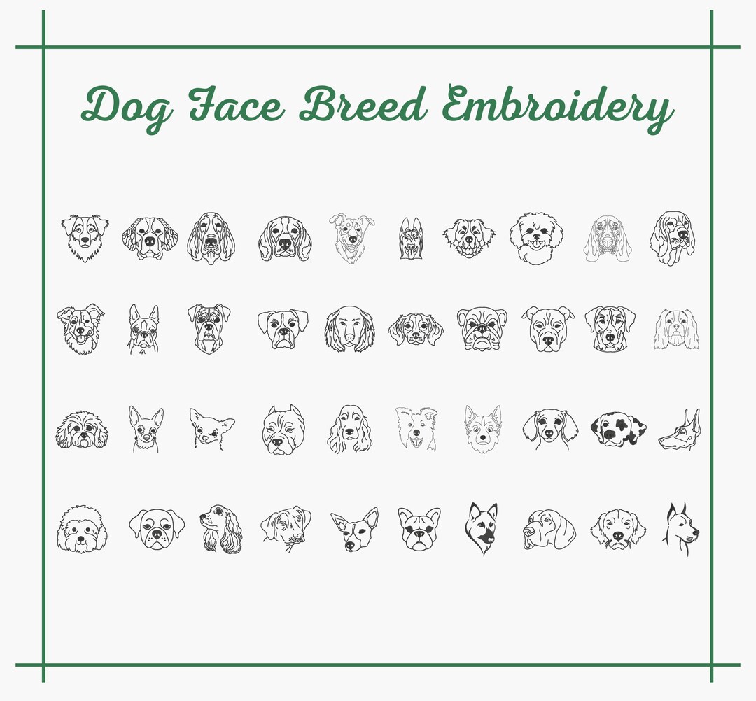 40 Dogs Bundle Embroidery, Dog Breeds Design Machine Embroidery, Dogs ...