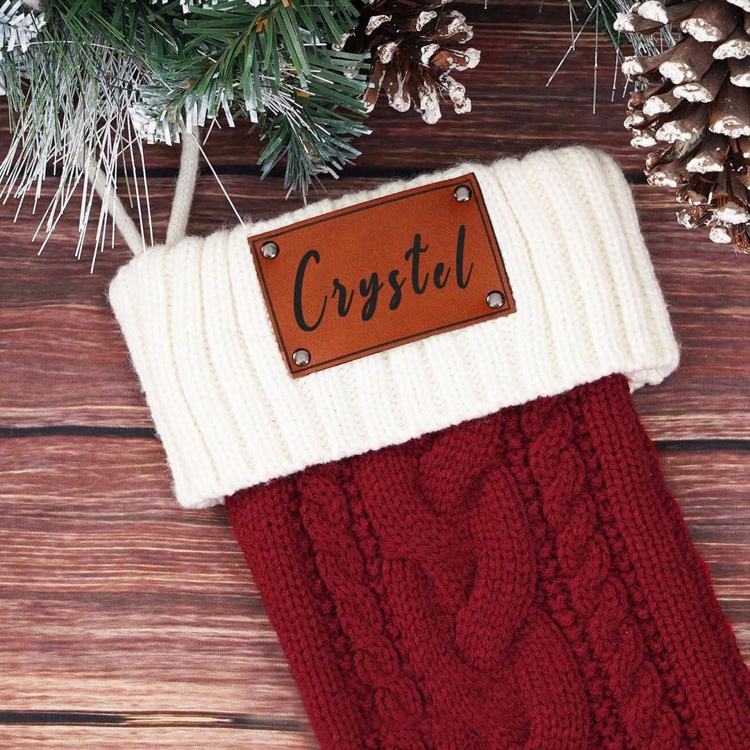 Custom Leather Patch Stocking, Christmas Stockings With Names, 2024 ...