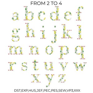 Floral Letters Machine Embroidery, Alphabets Lowercase Flowers Font ...