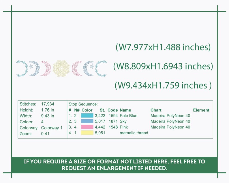 Moon Floral Phases Design Machine Embroidery, Phases of Moon Digital ...
