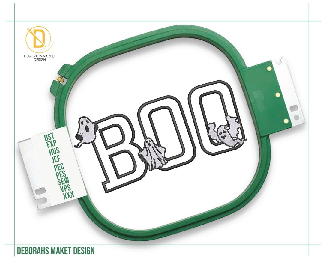 Spooky Boo Ghost Embroidery, Machine Embroidery Halloween Designs ...