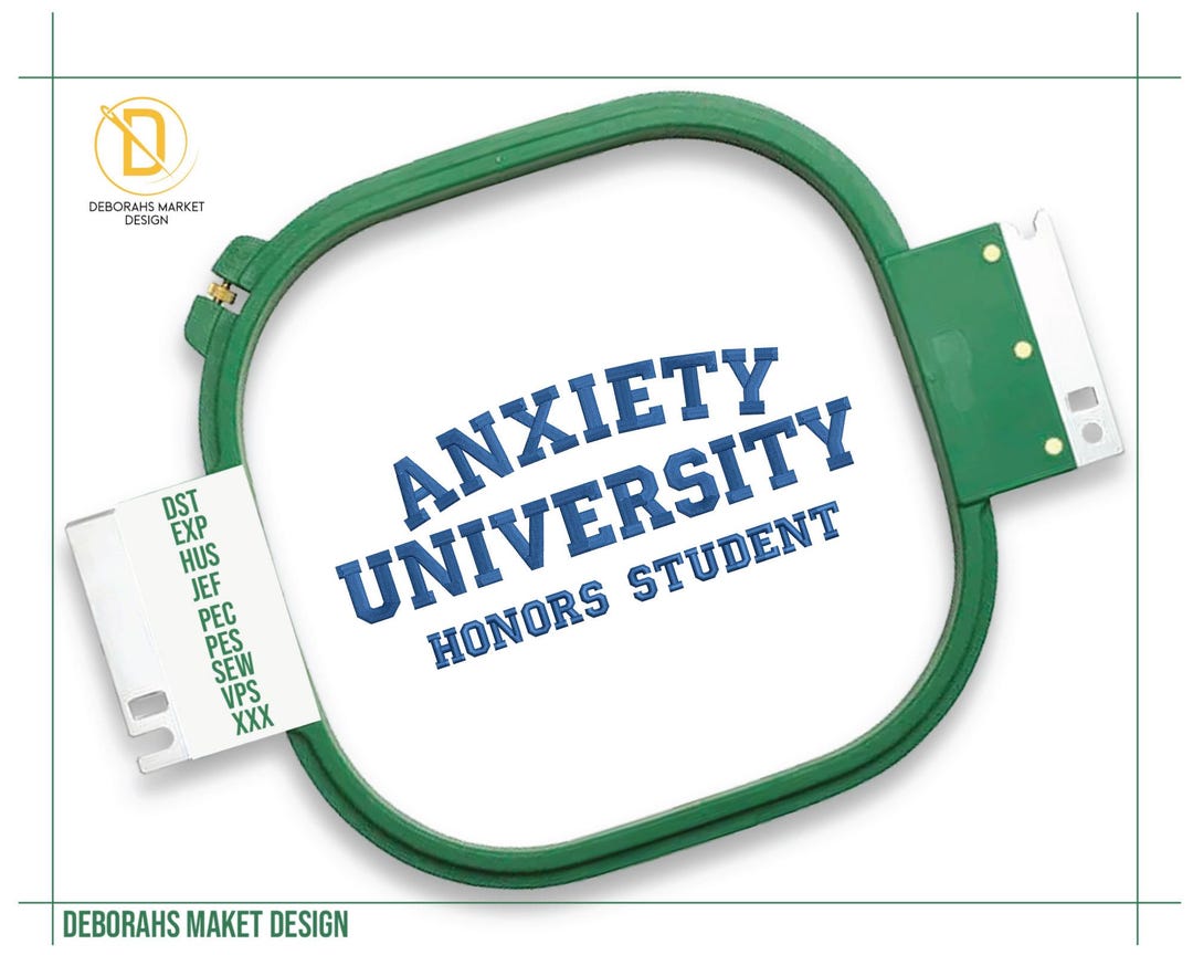 Anxiety University Embroidery, Machine Embroidered Pattern, Funny ...
