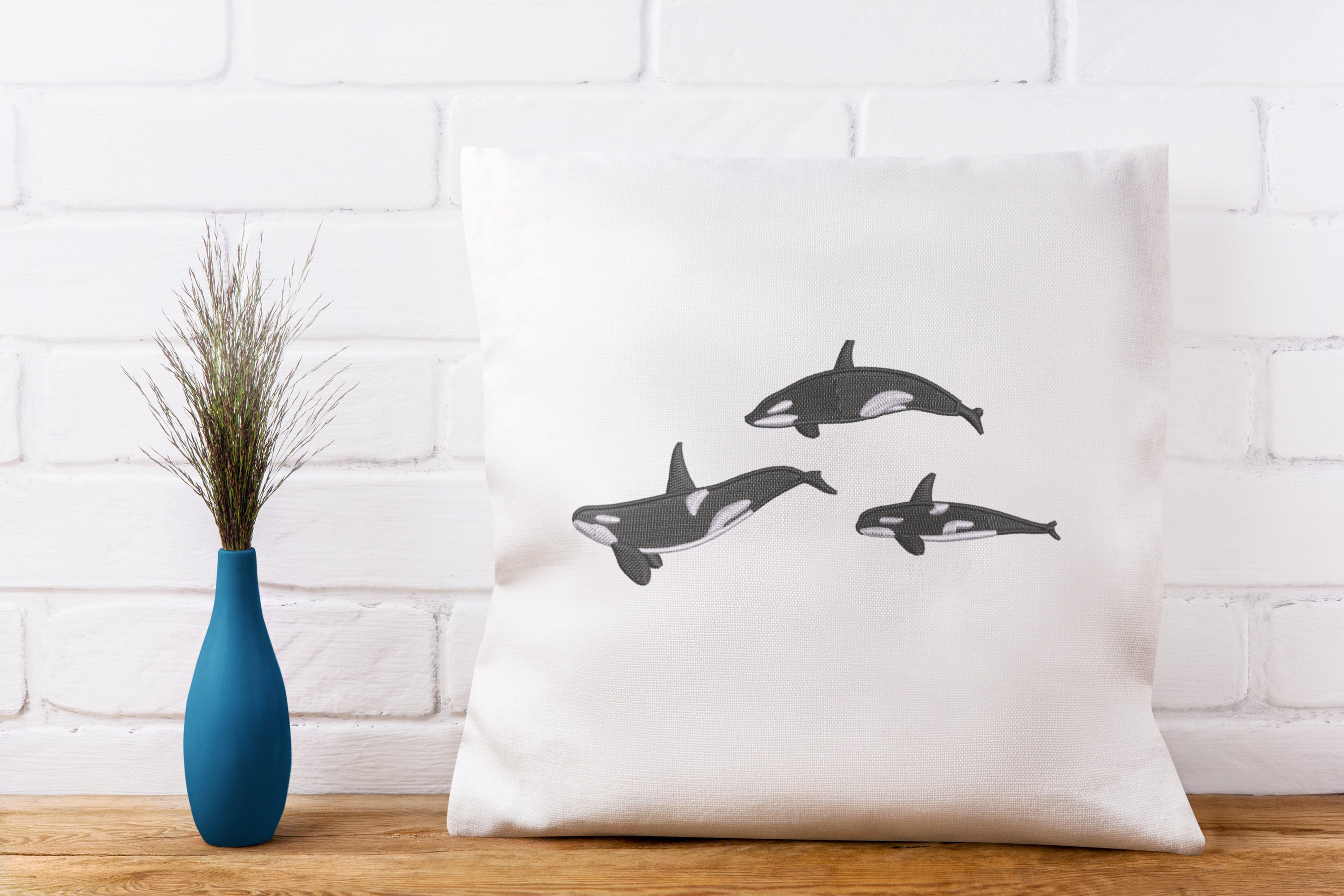 Orca Machine Embroidery Design, Trio Orca Killer Whale Embroidery File ...