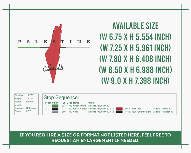 Palestine Arabic Map Embroidery Design, Digital Arabic Name Machine ...