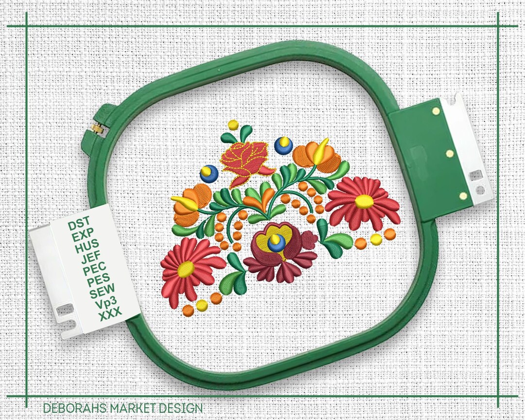 Flower Design Machine Embroidery, Hungarian Kalocsa Embroidery, Instant ...