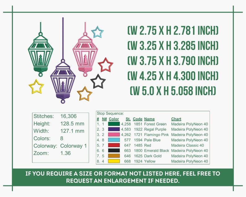 Ramadan Lantern Stars Embroidery Design: Islamic Eid Decor (digital ...