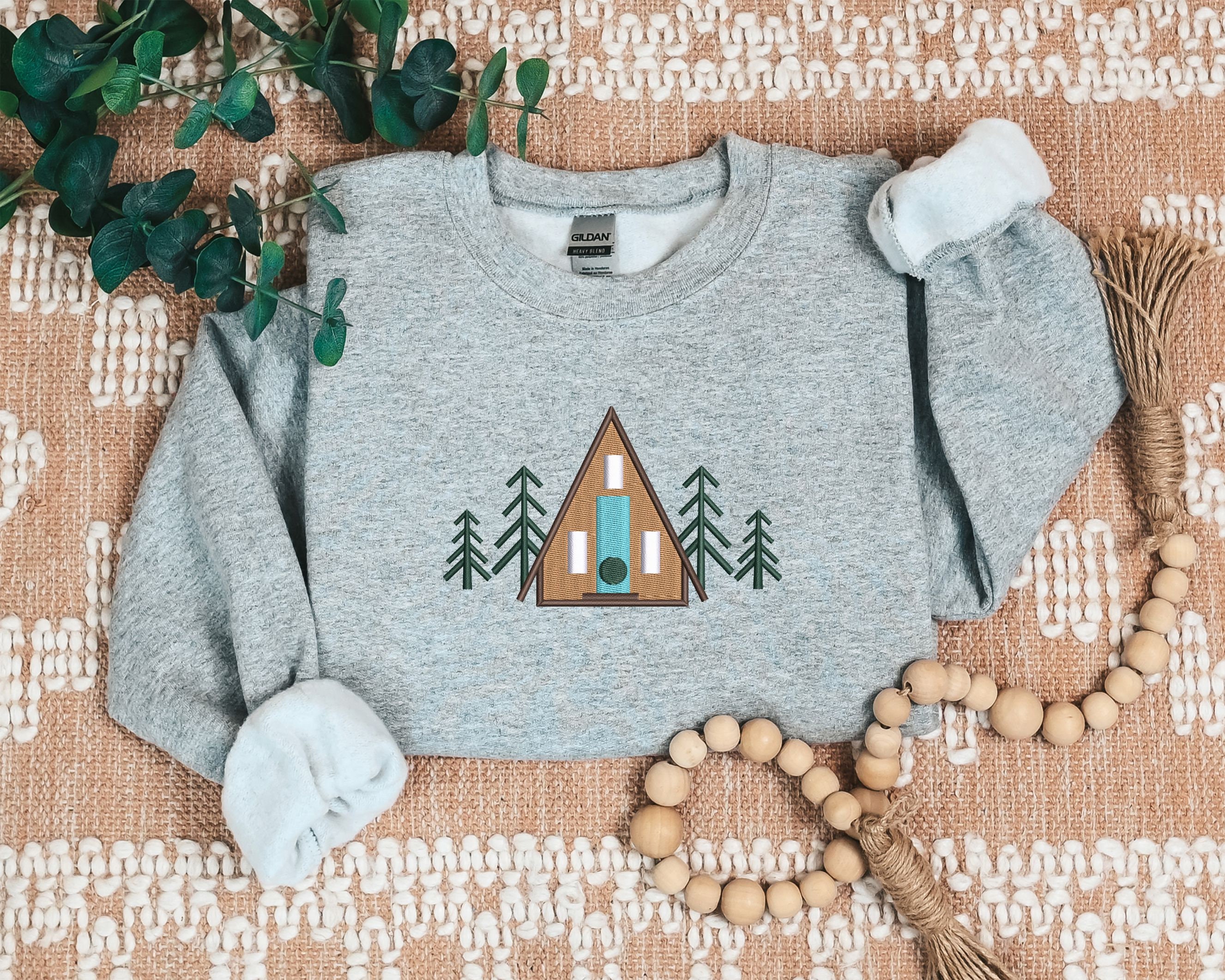 Cabin Forest Embroidery Design, A Frame Cabin Machine Embroidery ...