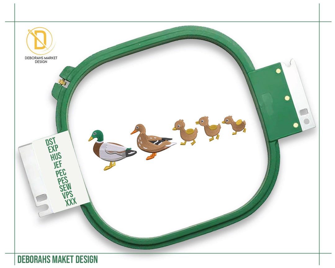 Ducks Embroidery, Mallard Duck Family Design Machine Embroidery, Cute ...