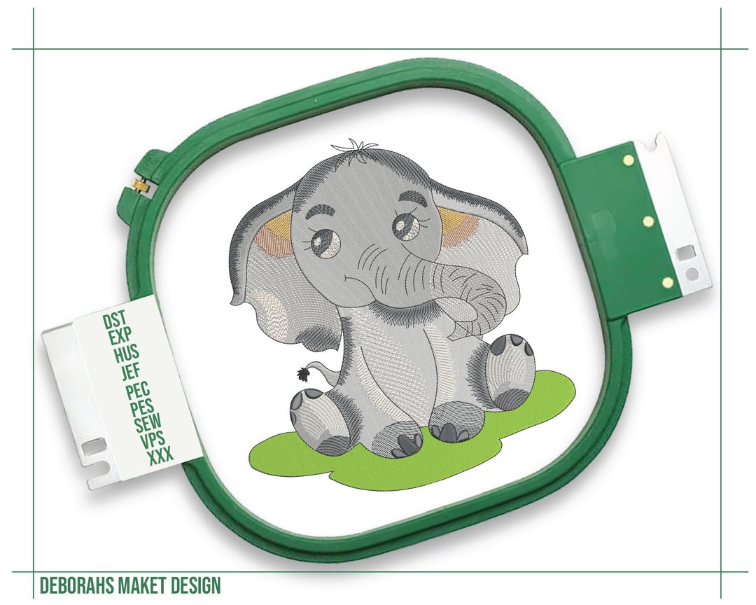 Baby Elephant Machine Embroidery, Safari Animals Embroidery Design, Boy ...
