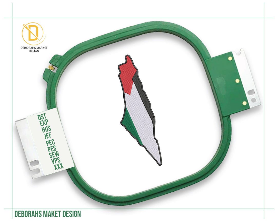 Embroidery Palestine Map Design, Flag Palestine Map Machine Embroidered ...