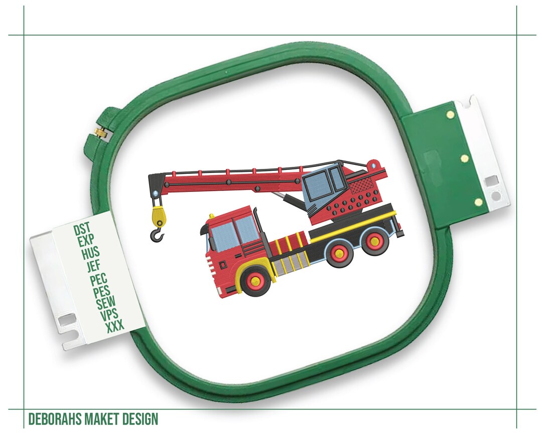 Construction Crane Embroidery Design, Crane Truck Digital Embroidery ...