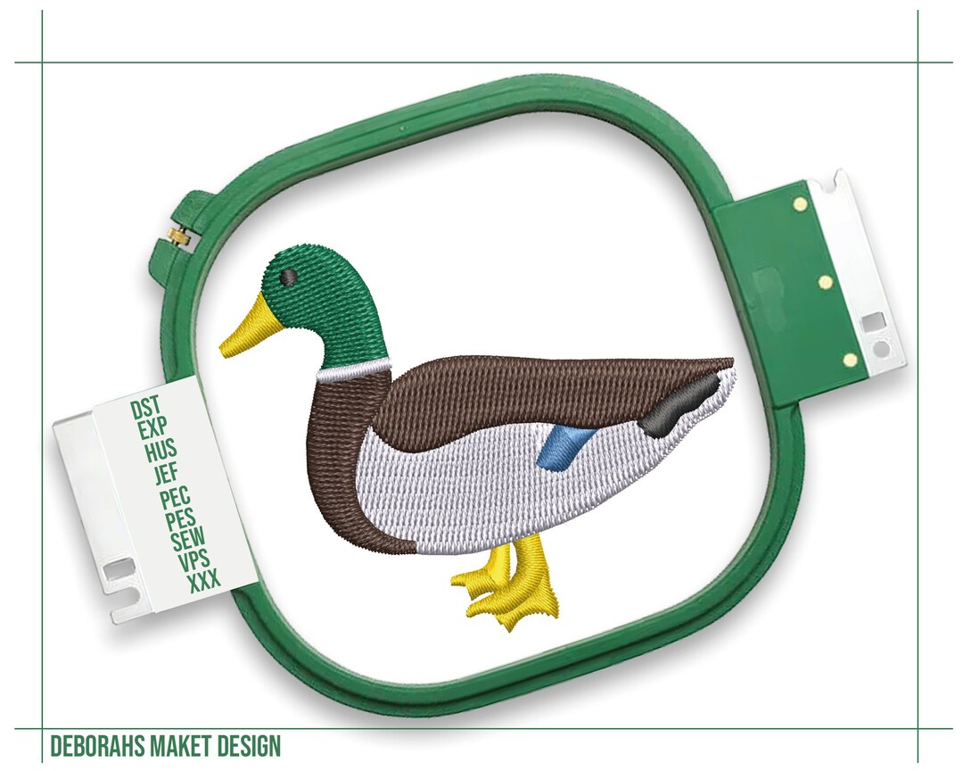 Mini Duck Embroidered Design, Mallard Duck Machine Embroidery, Wildlife ...
