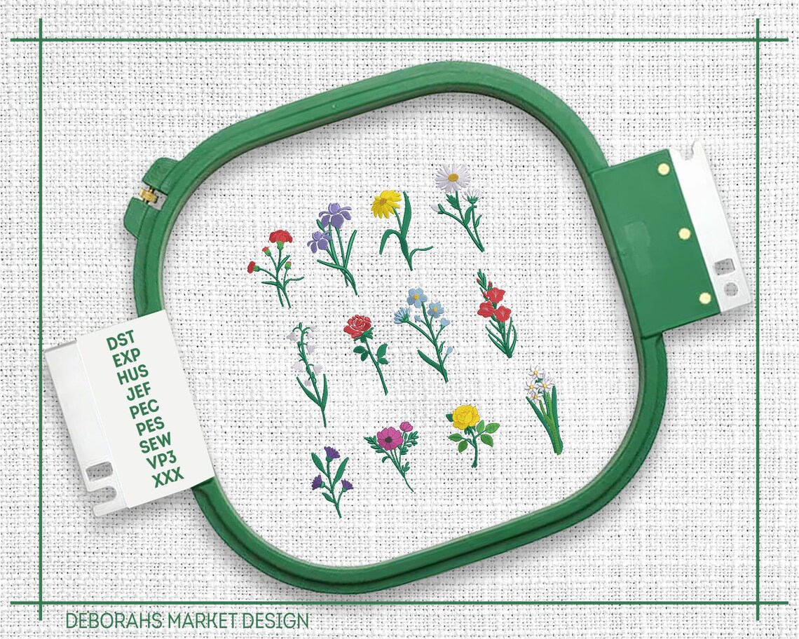 12 Birth Month Flower Embroidery, Digital Flowers Machine Embroidery ...