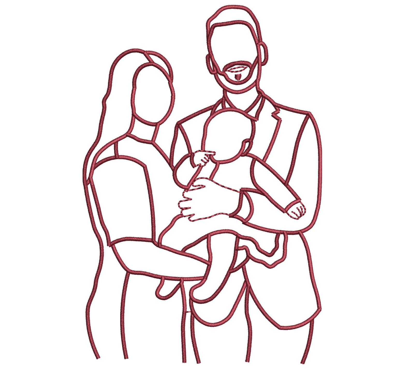 Custom Line Art Portrait Machine Embroidery, Outline Sketch From Photo ...