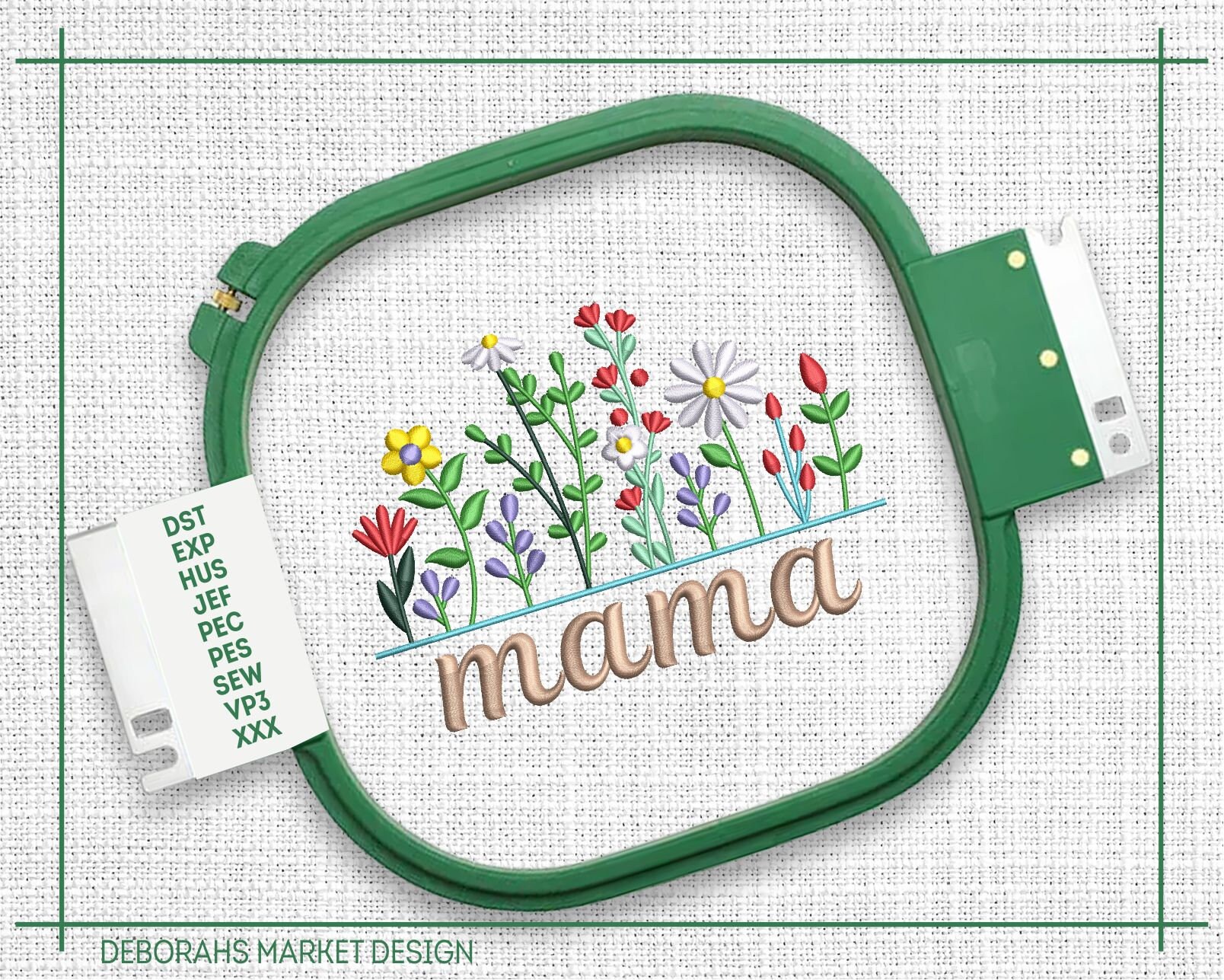 Floral Mothers Day Machine Embroidery, Mama Flowers Embroidery Design ...