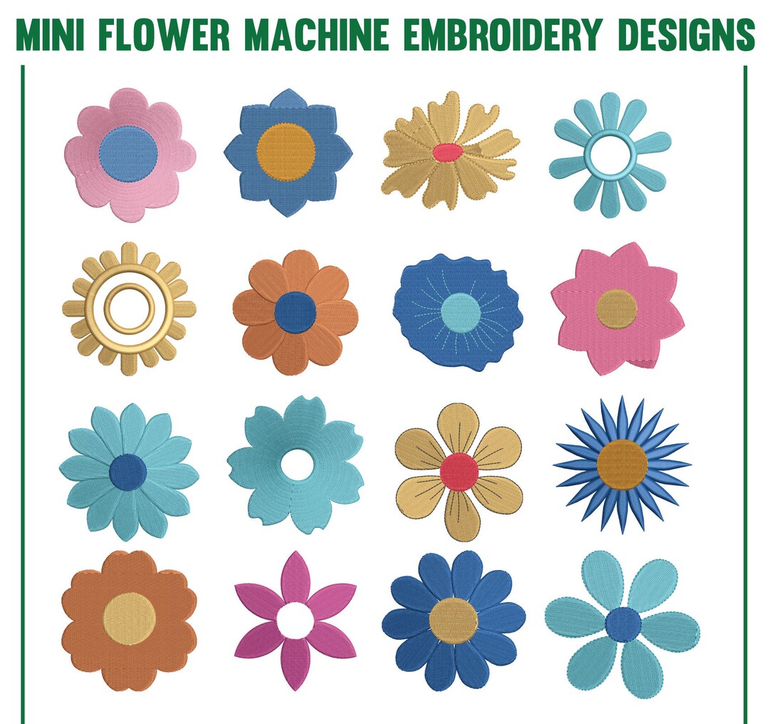 Mini Flower Machine Embroidery Designs: 16 Floral DST Files - Etsy