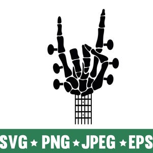 Skeleton Rock Horns Svg, Rock and Roll Devil Horns Vector Cut File for ...