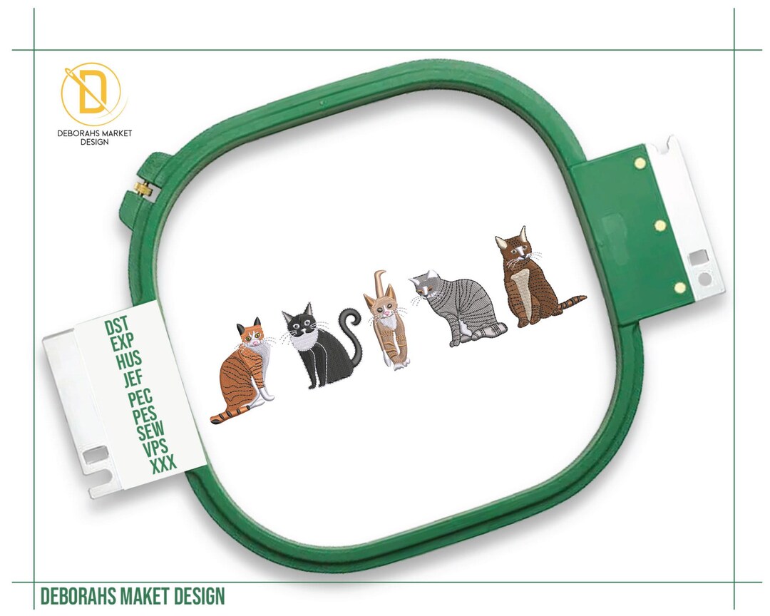 Cats Embroidery, Machine Embroidery Cats Posses Design, Cute Pets ...