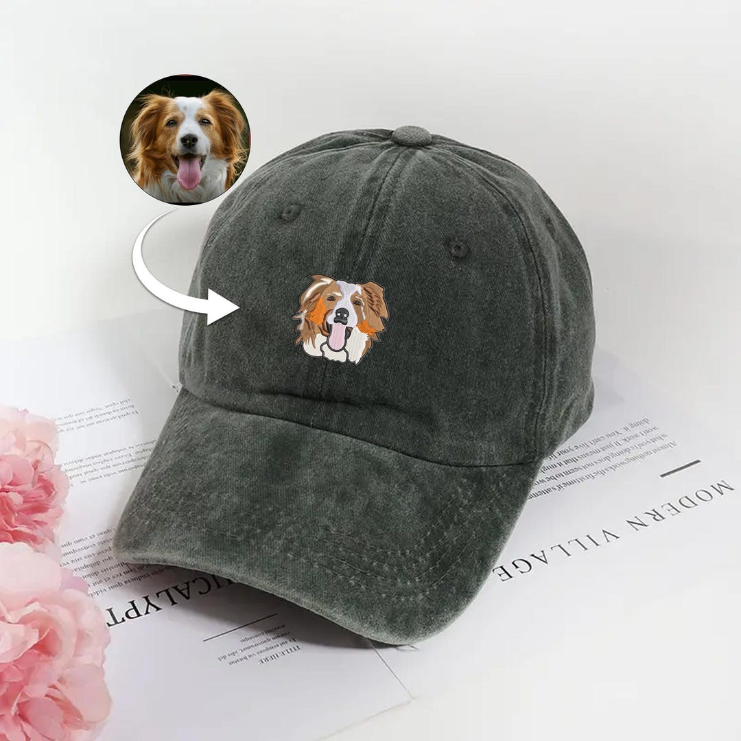 Custom Embroidered Dog Face Hat, Personalized Pet Baseball Hat, Custom ...