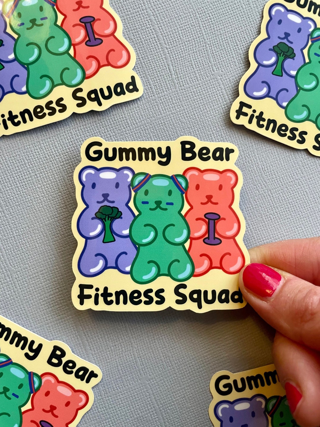 Cute Bear Gym Stickers, Gummy Bear Sticker, Exercise Stickers, Workout ...