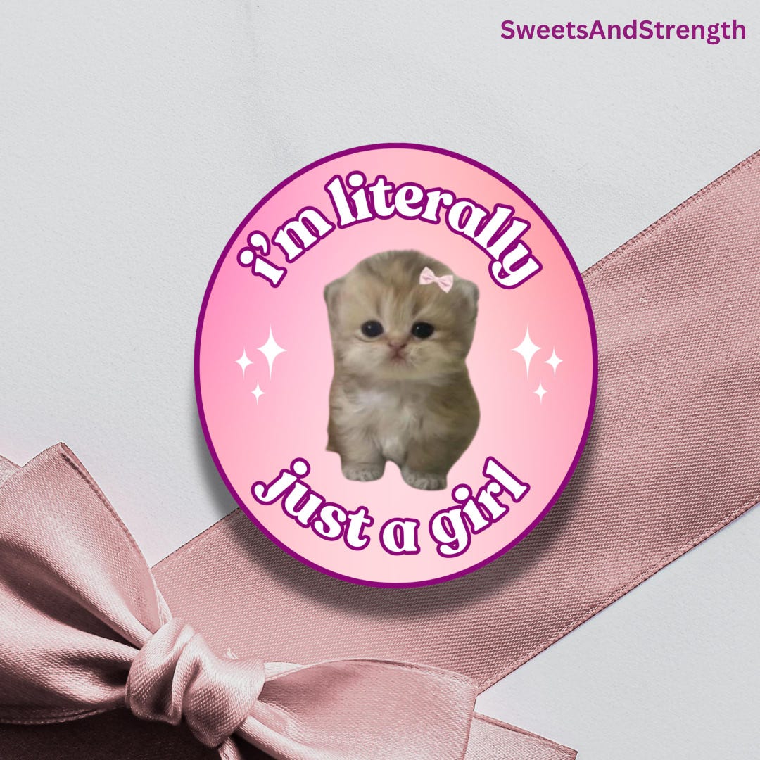 I'm Literally Just A Girl Sticker, Funny Cat Stickers, Waterproof ...